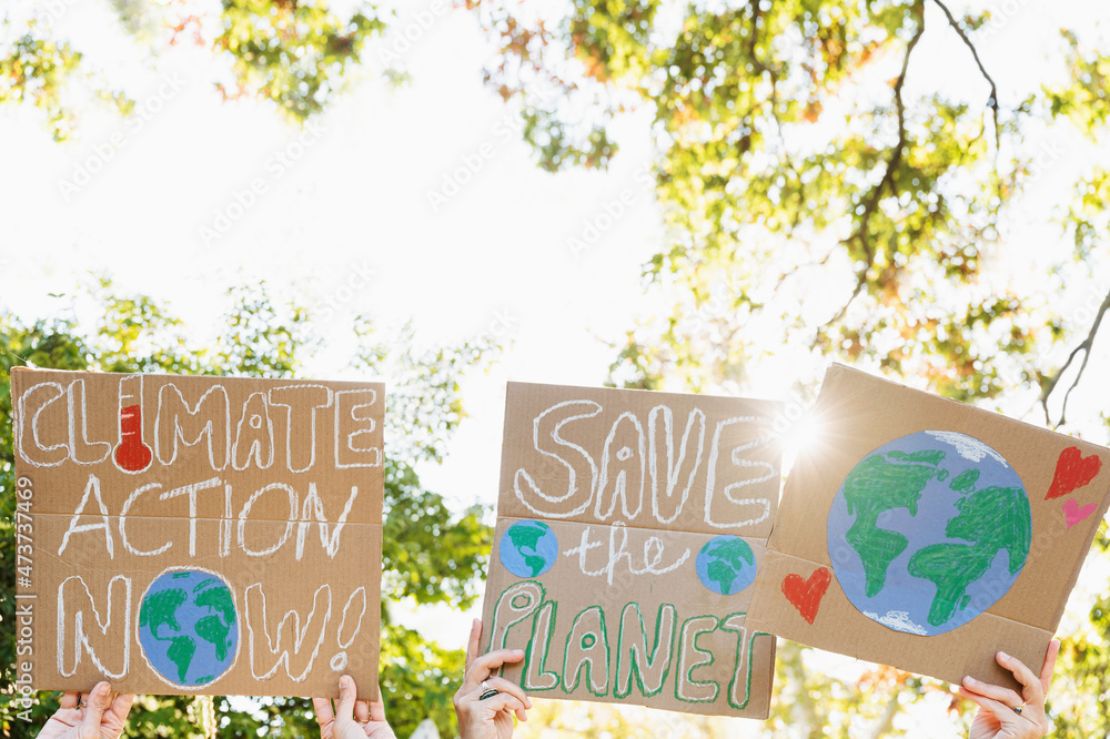 Climate Action Activists' Signs Stock Photo | Adobe Stock