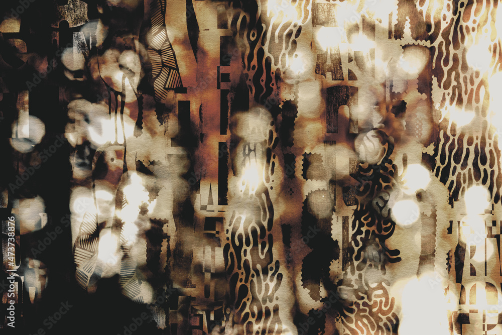 Abstract background with graphic elements, spots of light and a paper ...