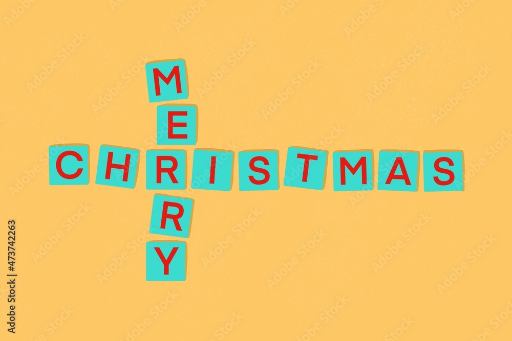 Merry Christmas letters message illustration Stock Photo | Adobe Stock