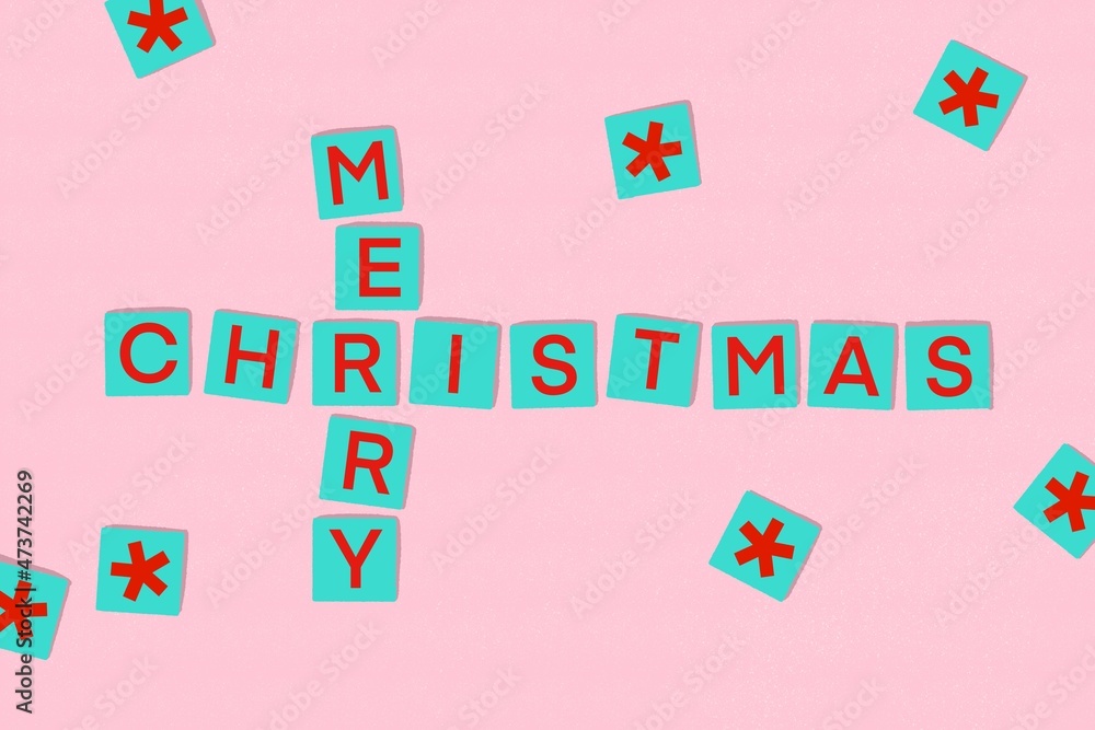 Merry Christmas letters message illustration Stock Photo | Adobe Stock