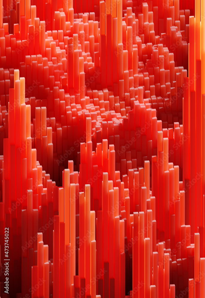 3D landscape. Red abstract data visualization concept. Stock Photo ...