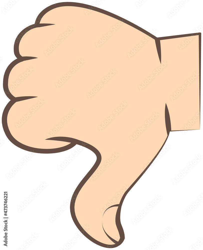 Gesture of Thumb down vector illustration. Hand Showing dislike or ...