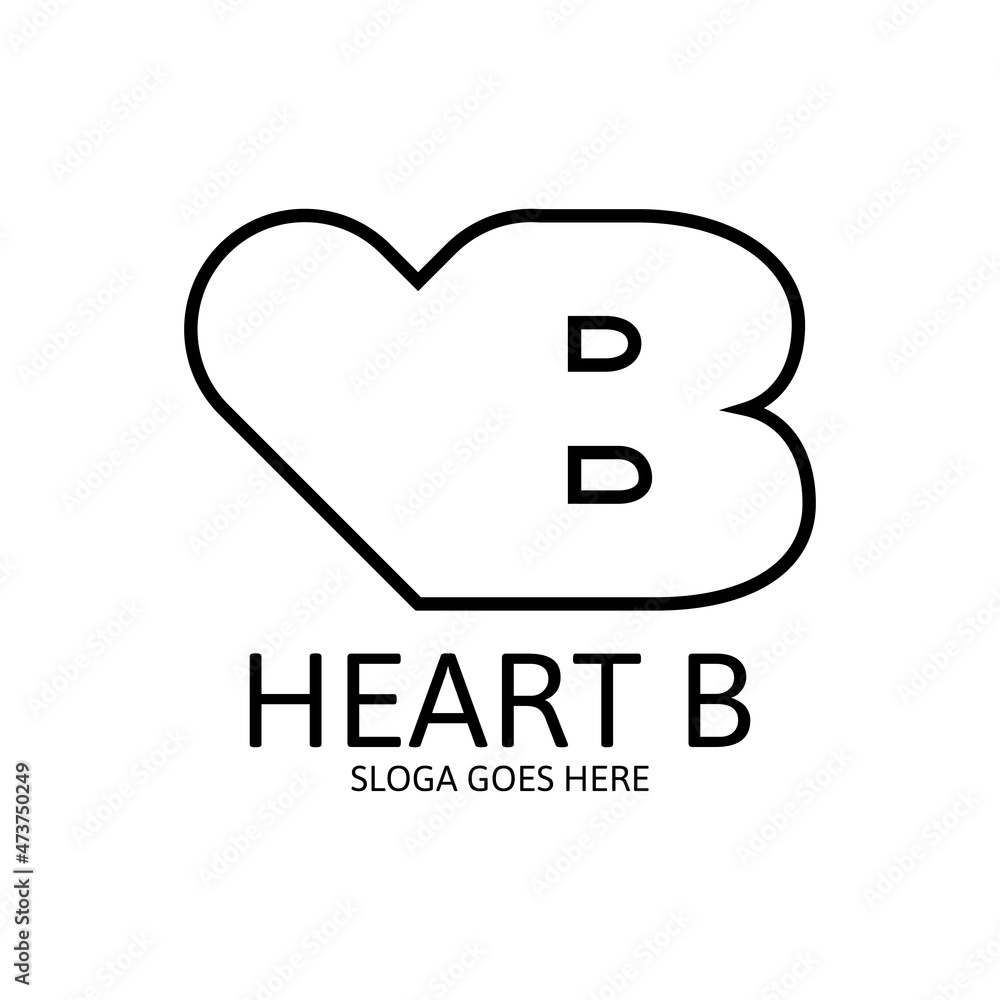 heart b logo design inspiration with line art Stock Vector | Adobe Stock