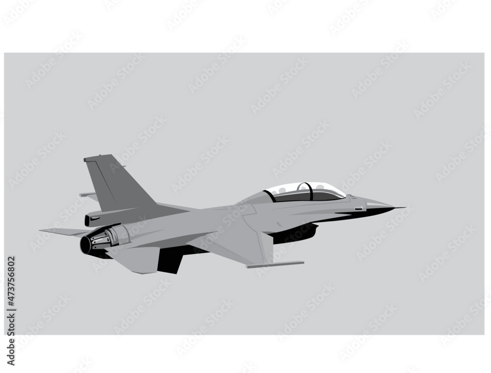 General Dynamics F-16 Viper. Stylized drawing of a modern jet fighter ...