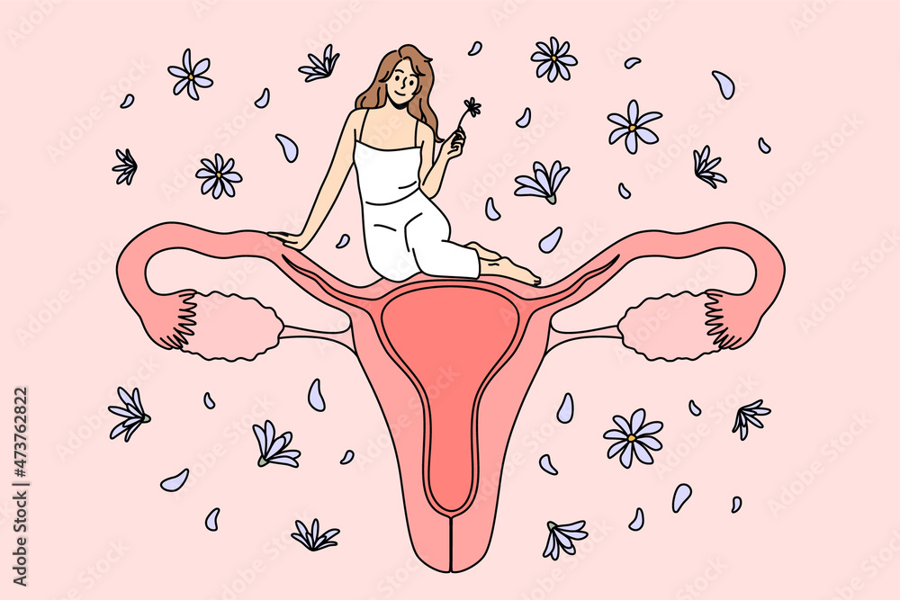 Female reproductive system health concept. Small tine positive pretty ...