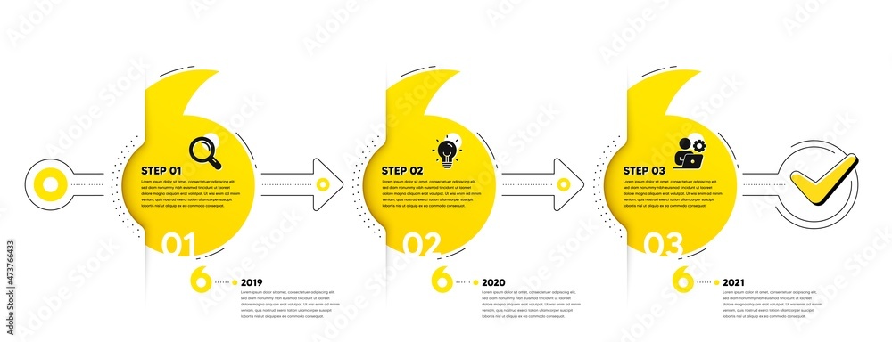 Business Infographic template. Timeline with 3 steps. Workflow process ...