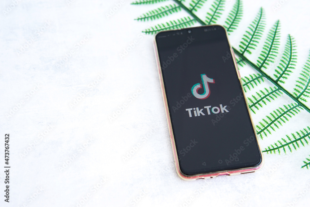 Tver, Russia-August 5, 2020, the tik tok logo on the smartphone screen ...