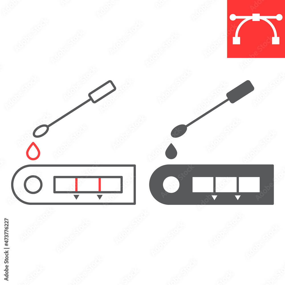 Covid-19 rapid test line and glyph icon, coronavirus and result, rapid ...