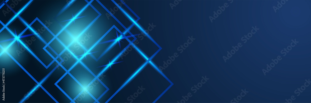 Modern blue banner background with abstract meteor dot light Stock ...