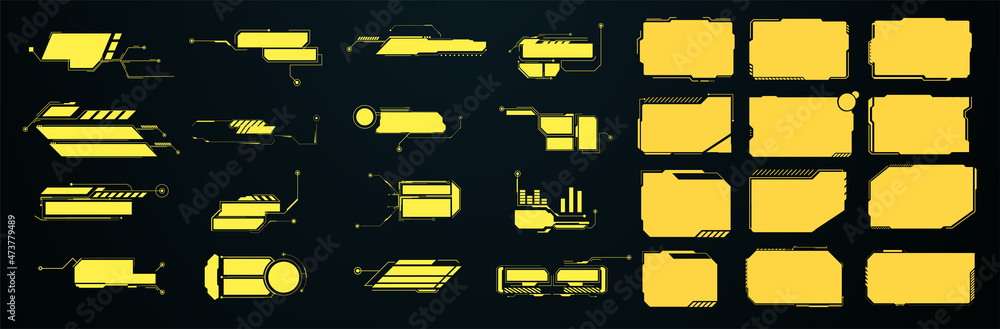 Futuristic interface ui elements. Callouts titles and frame in Sci- Fi ...