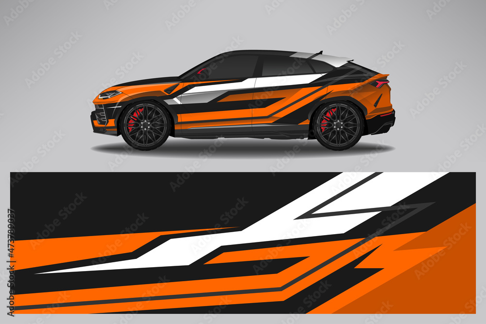 Fototapeta Vintage i Retro Car wrap design race livery vehicle vector ...