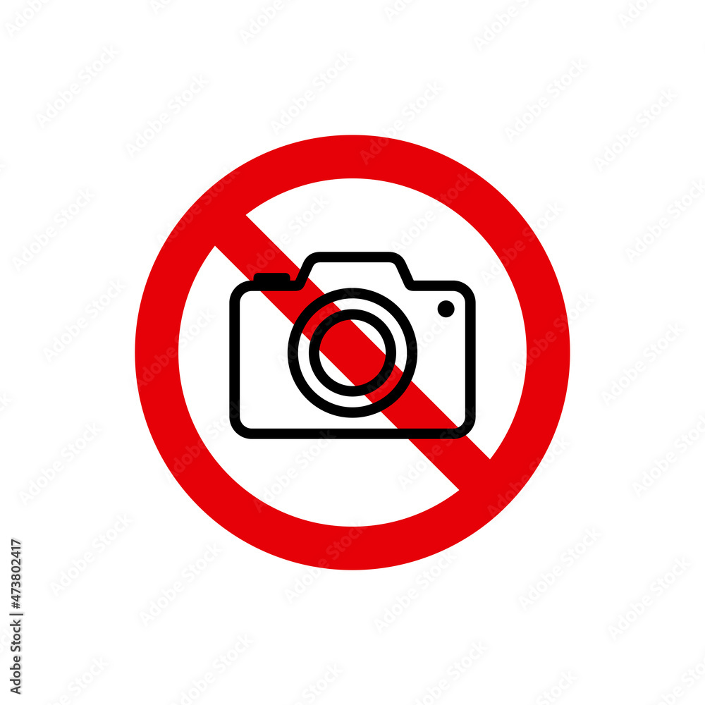 Sign prohibiting photography. Camera icon. You cannot take photographs ...
