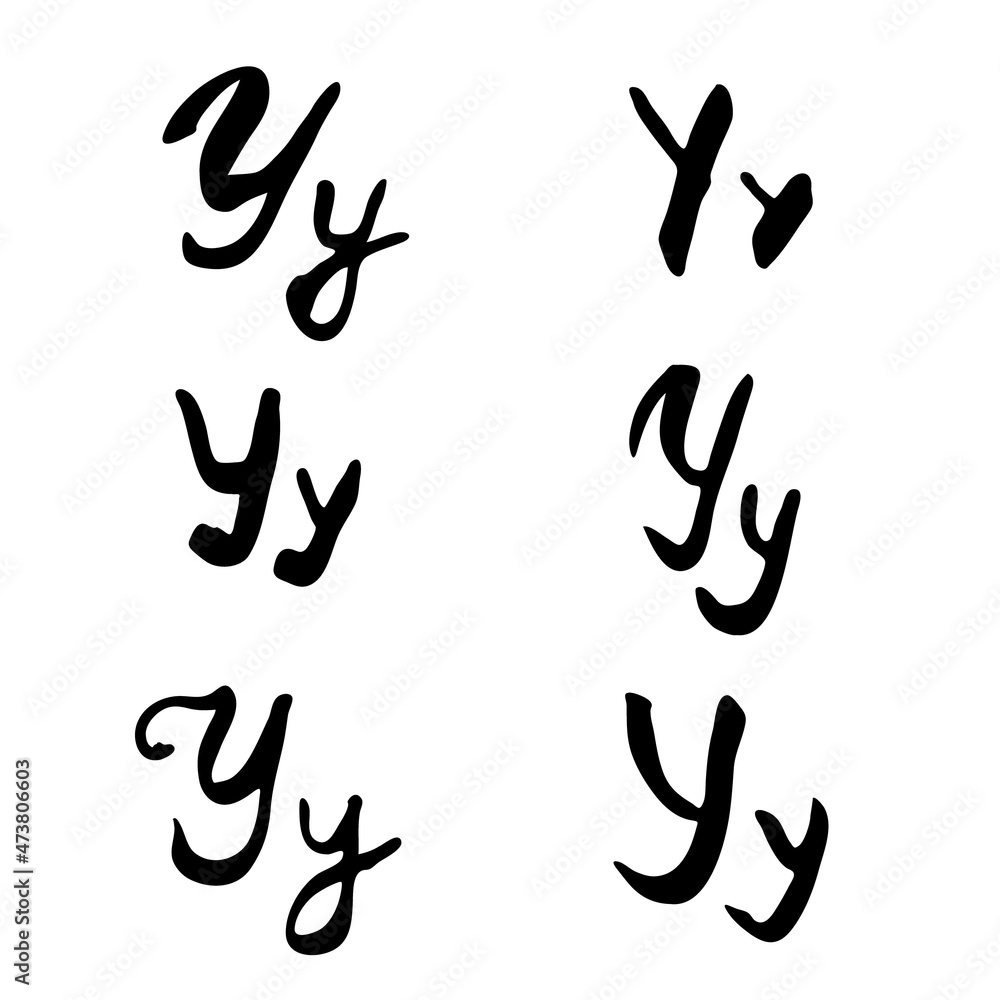 Vector handwritten letter Y. Brush lettering. Hand drawn collection of ...