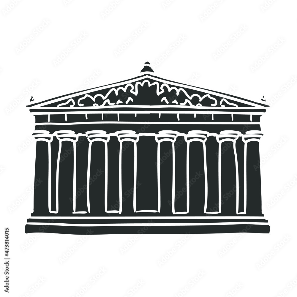 Parthenon Icon Silhouette Illustration. Greek Vector Graphic Pictogram ...