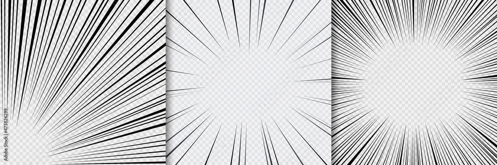 Manga radial lines. Comic speed effect. Cartoon splash frame on ...