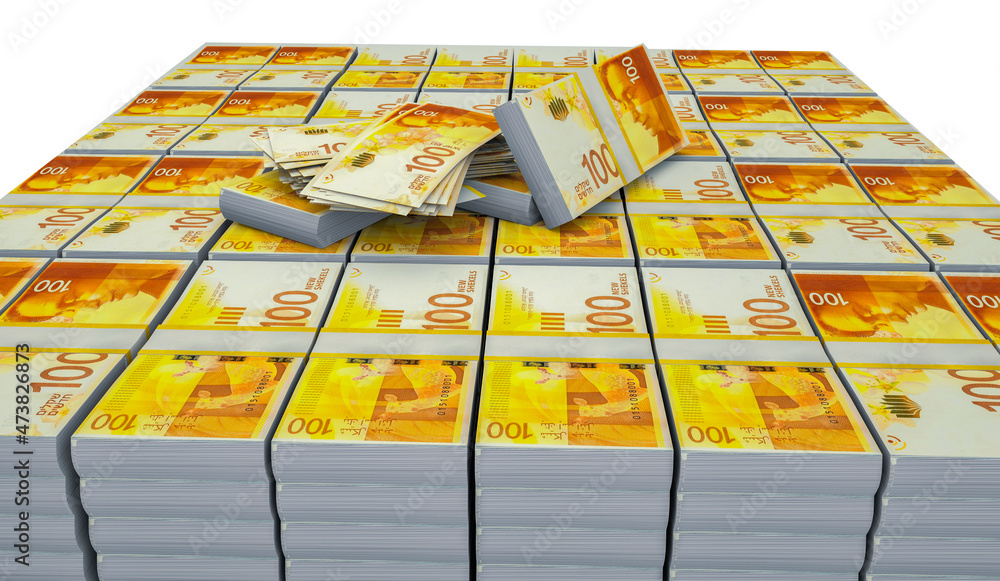 Money of Israel. Israeli new shekel bills. ILS banknotes. 100 shekels ...