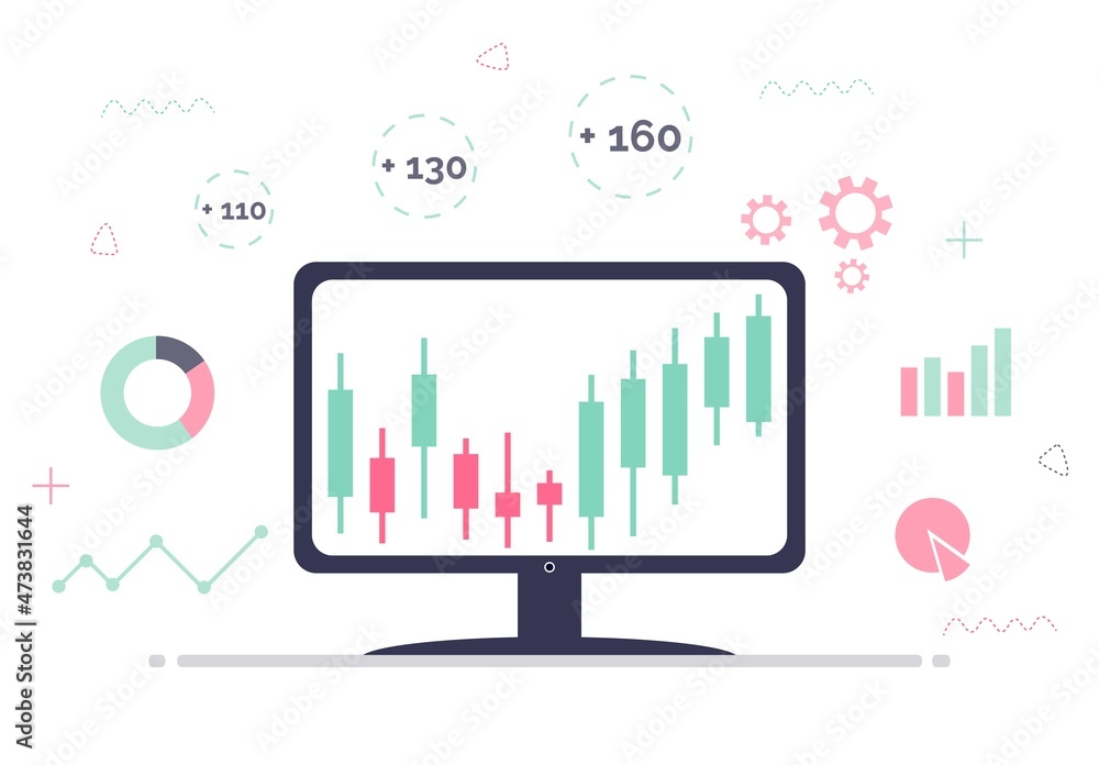 Stock market trading concept. Stocks market graph chart on monitor ...