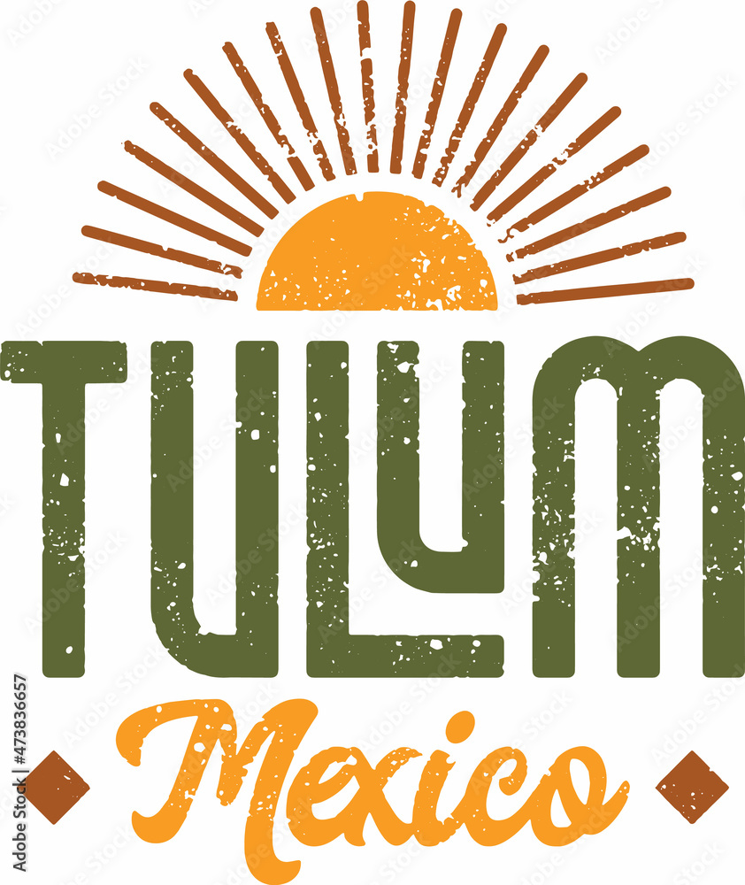 Vintage Tulum Mexico Travel Stamp Design Stock Vector | Adobe Stock