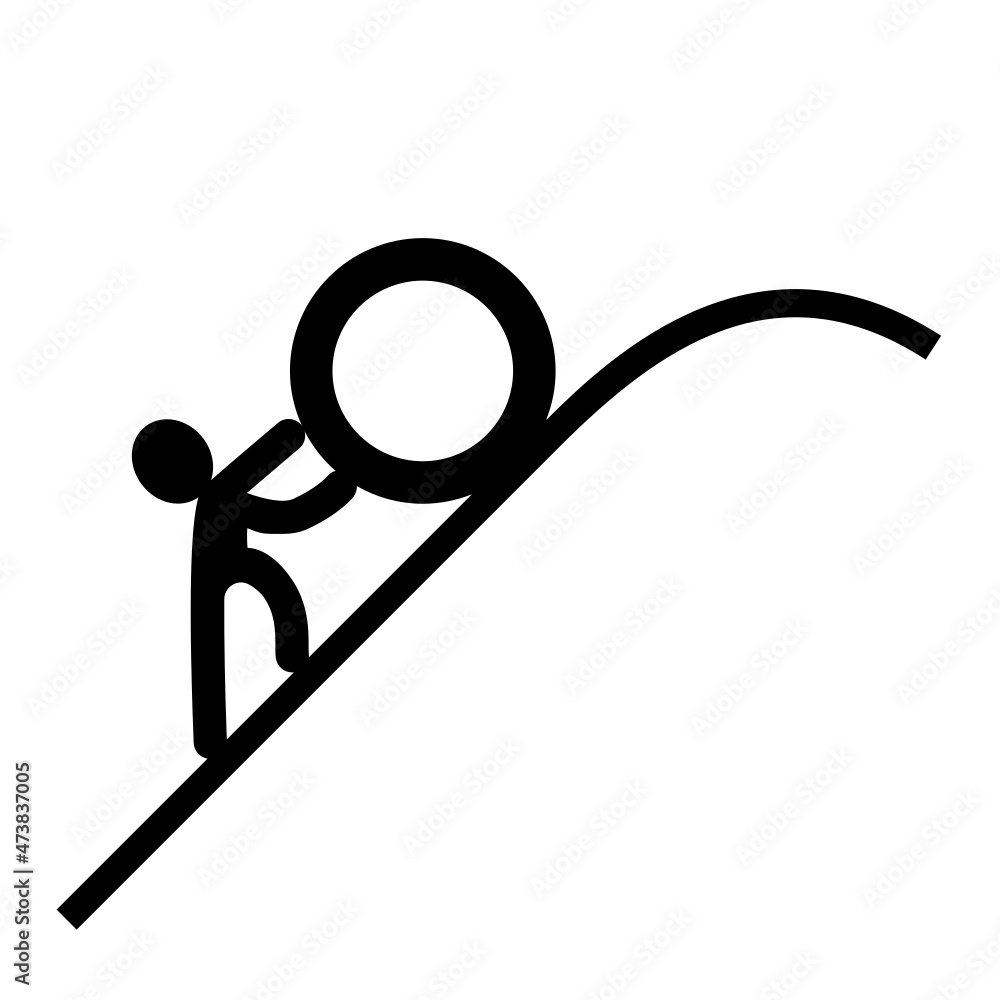 Challenge icon illustration rolling a rock uphill Stock-Vektorgrafik ...