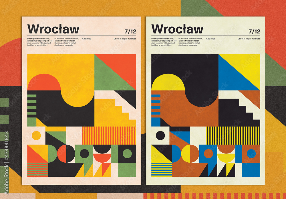 Stunning Postmodern Retro Style Poster Layout Stock Template | Adobe Stock