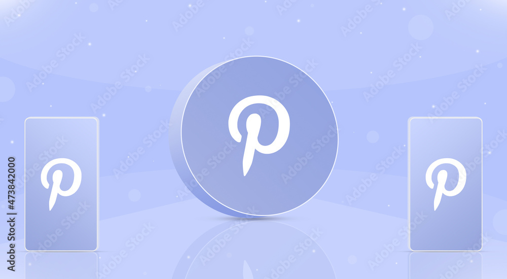 Round button pinterest icon with two phones with instagram logo on ...