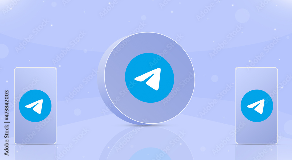 Round button telegram icon with two phones with instagram logo on ...