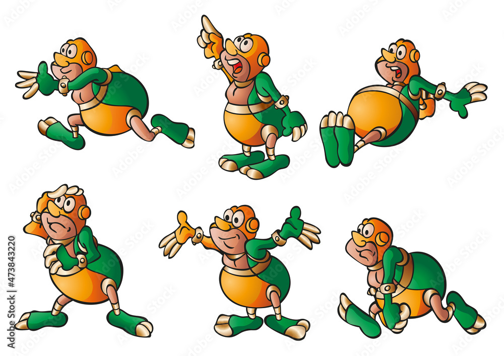 Cartoon superhero : six different positions Stock Illustration | Adobe ...