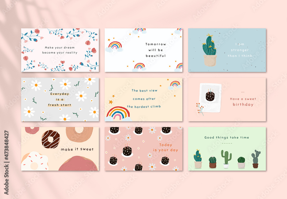 Good Mood with Cute Hand Drawn Banner Set Stock Template | Adobe Stock