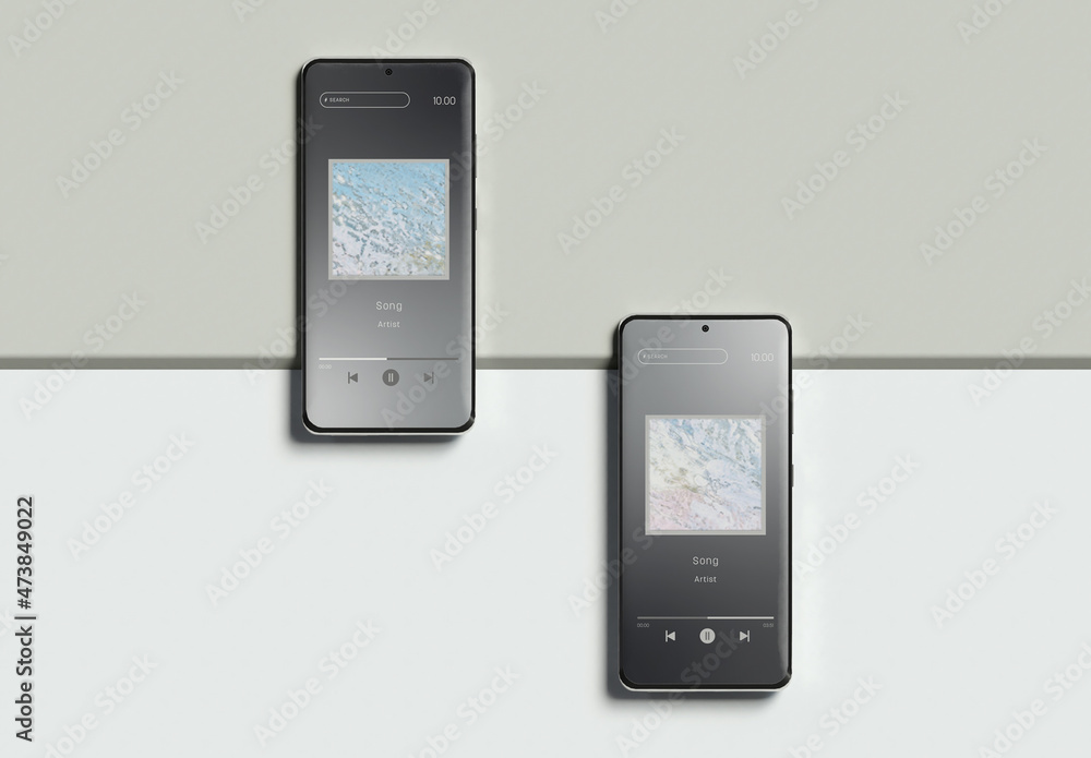 Top View of Two Smartphones Mockup Stock Template | Adobe Stock