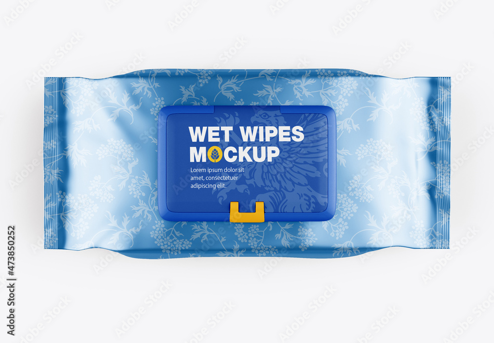 Glossy Wet Wipes Mockup Stock Template | Adobe Stock