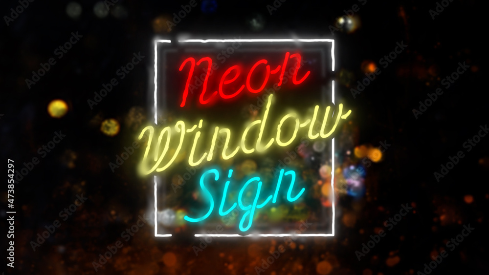 Neon Window Sign Titles Stock Template | Adobe Stock