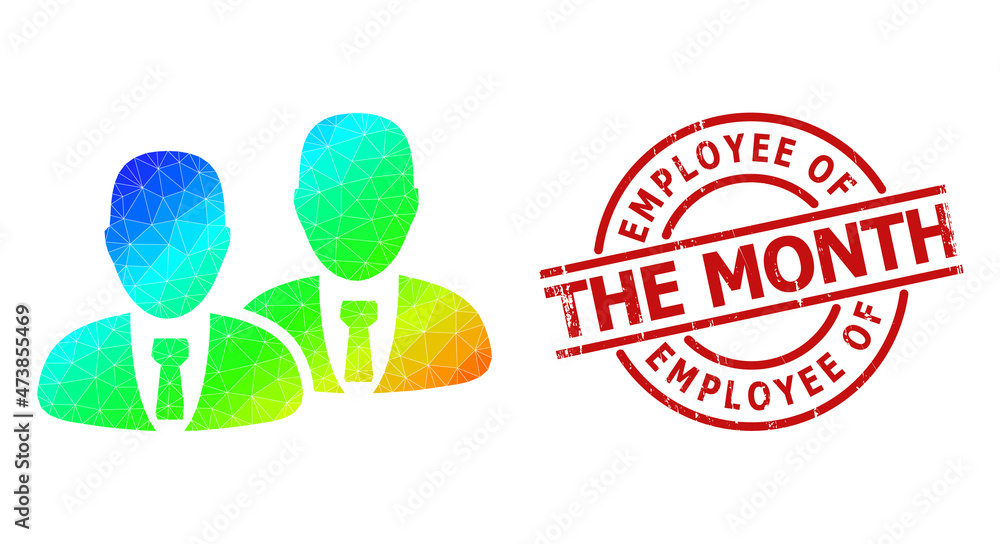 Employee of the Month textured stamp imitation, and low-poly rainbow ...