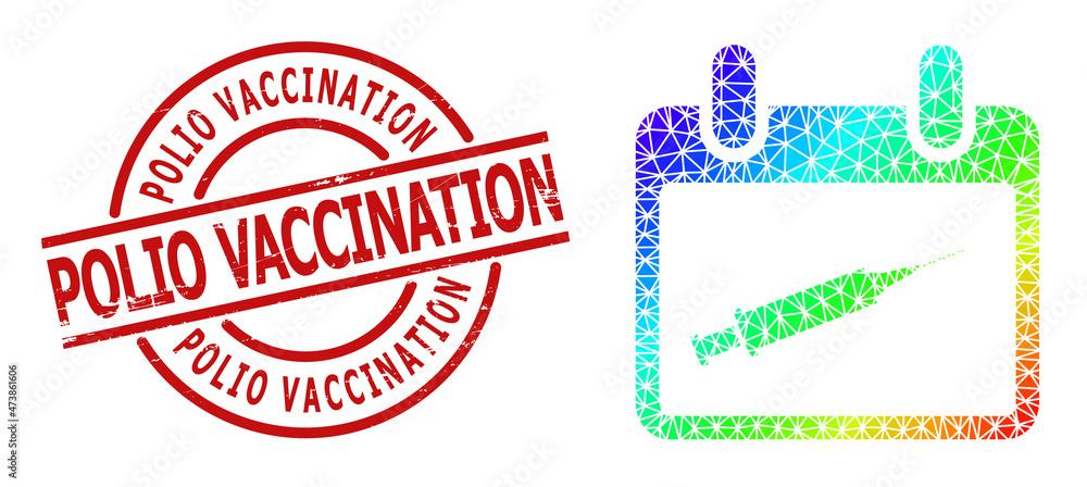Polio Vaccination scratched seal and lowpoly rainbow colored ...