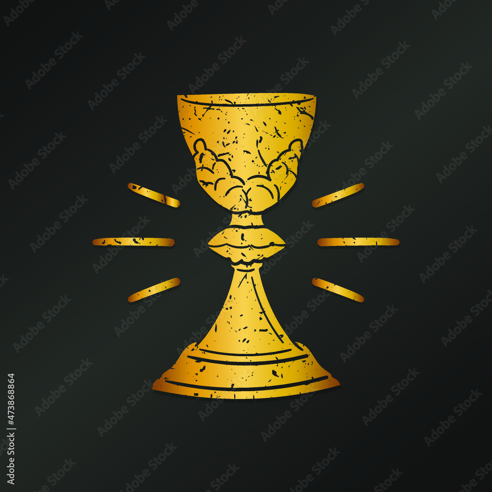 Gold Chalice Grail Christ Icon Silhouette Illustration. Religion Object ...