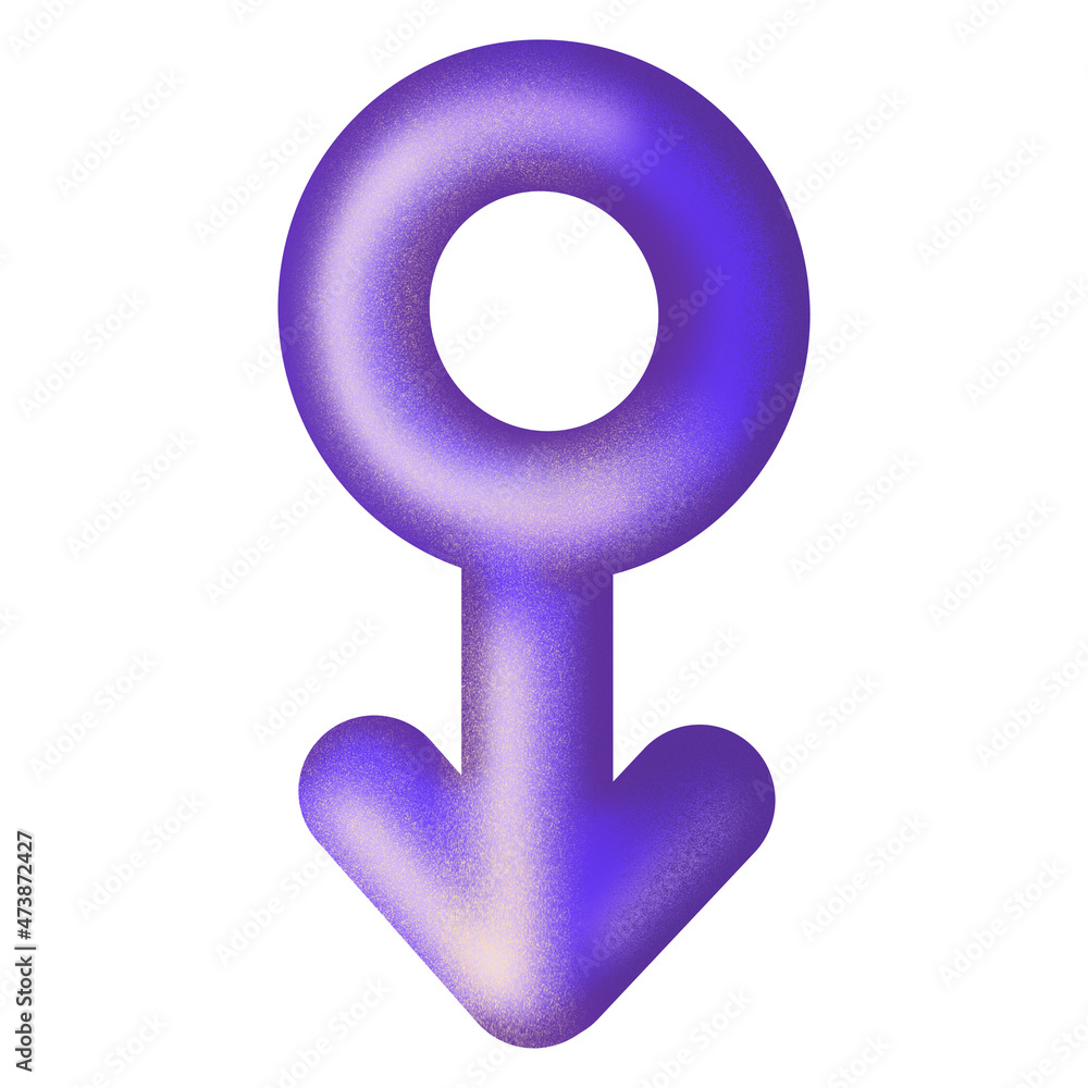 Cartoon illustration of violet male symbol with arrow on white isolated ...