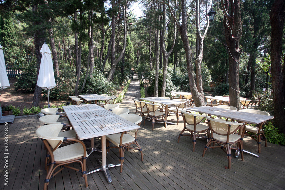 Empty cafeteria at Istanbul Prince Island Sedef (Turkish: Sedef Adasi ...