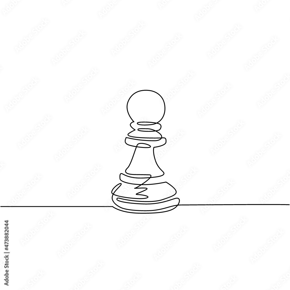 Single one line drawing chess pawn logo isolated on white background ...