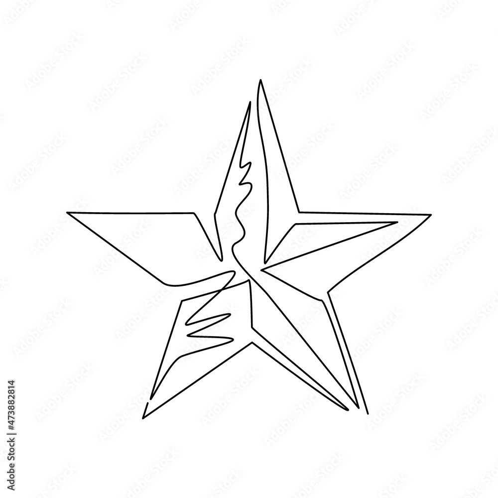 Continuous one line drawing favourite star icon logo template for many ...