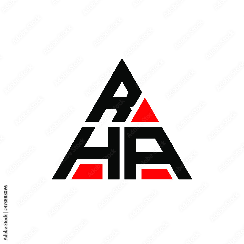 RHA triangle letter logo design with triangle shape. RHA triangle logo ...
