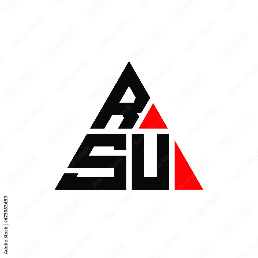 RSU triangle letter logo design with triangle shape. RSU triangle logo ...