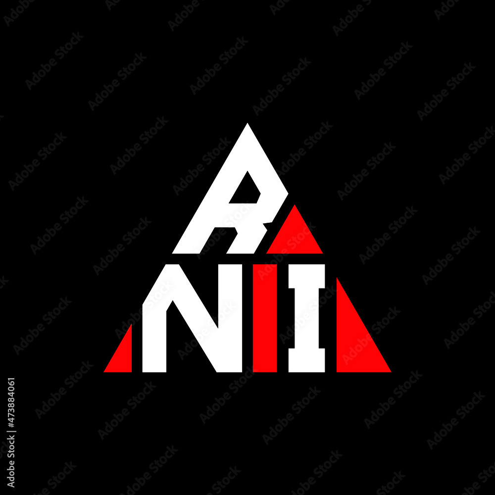 RNI triangle letter logo design with triangle shape. RNI triangle logo ...