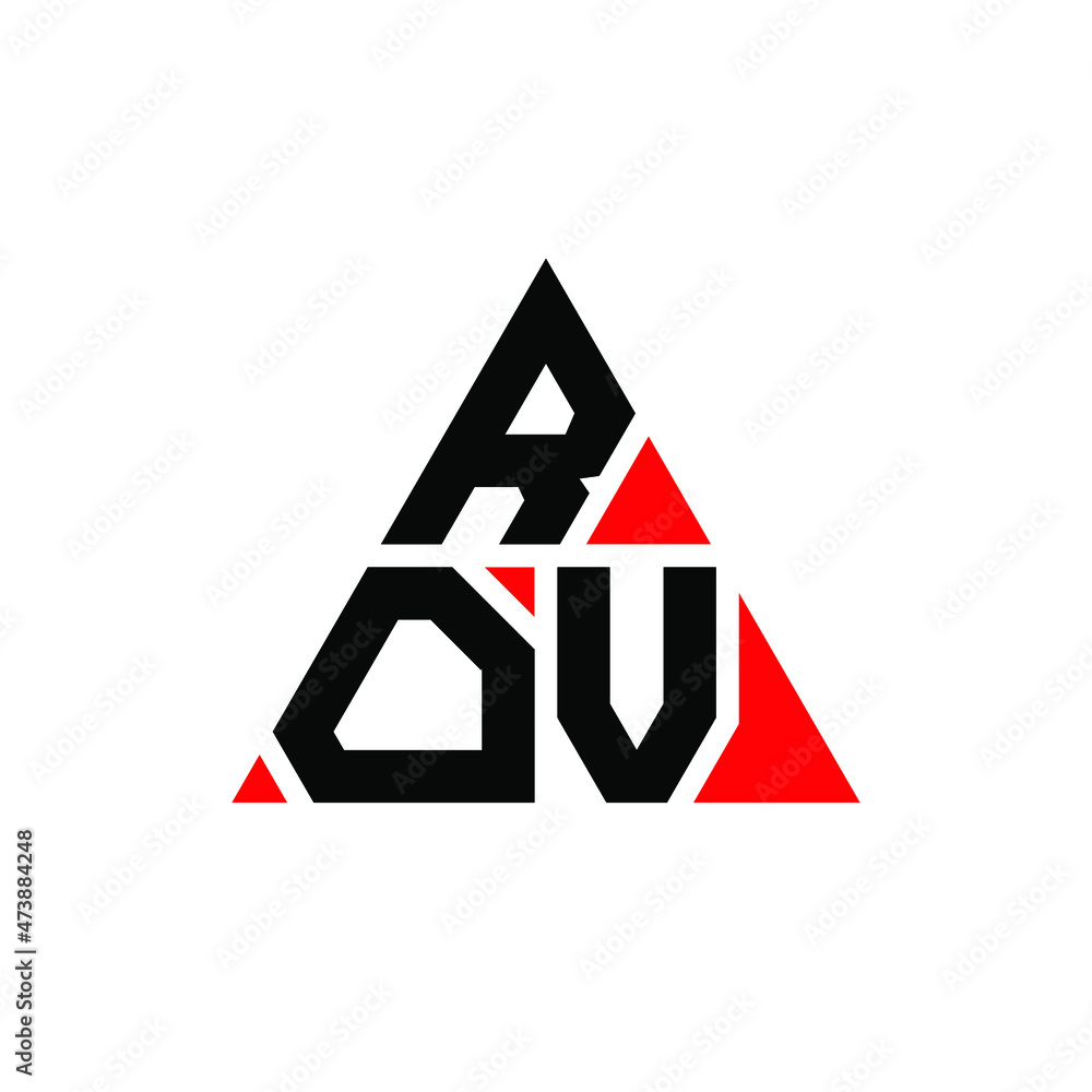 ROV triangle letter logo design with triangle shape. ROV triangle logo ...