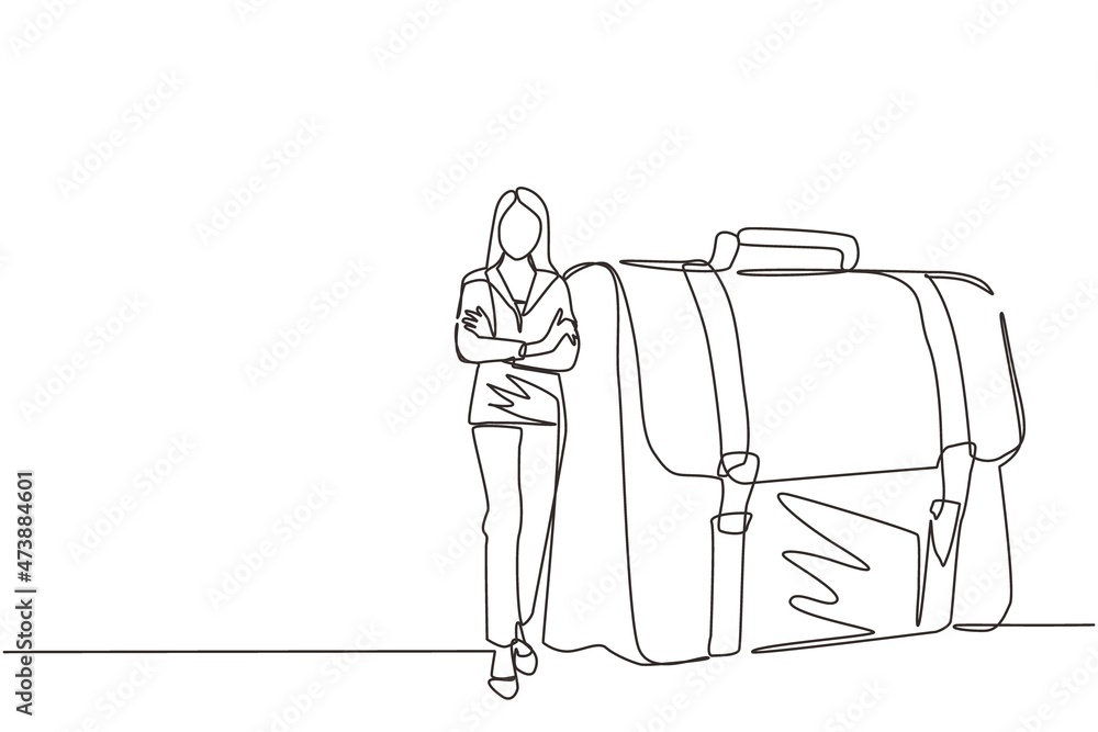 Continuous one line drawing modern confident female entrepreneur ...