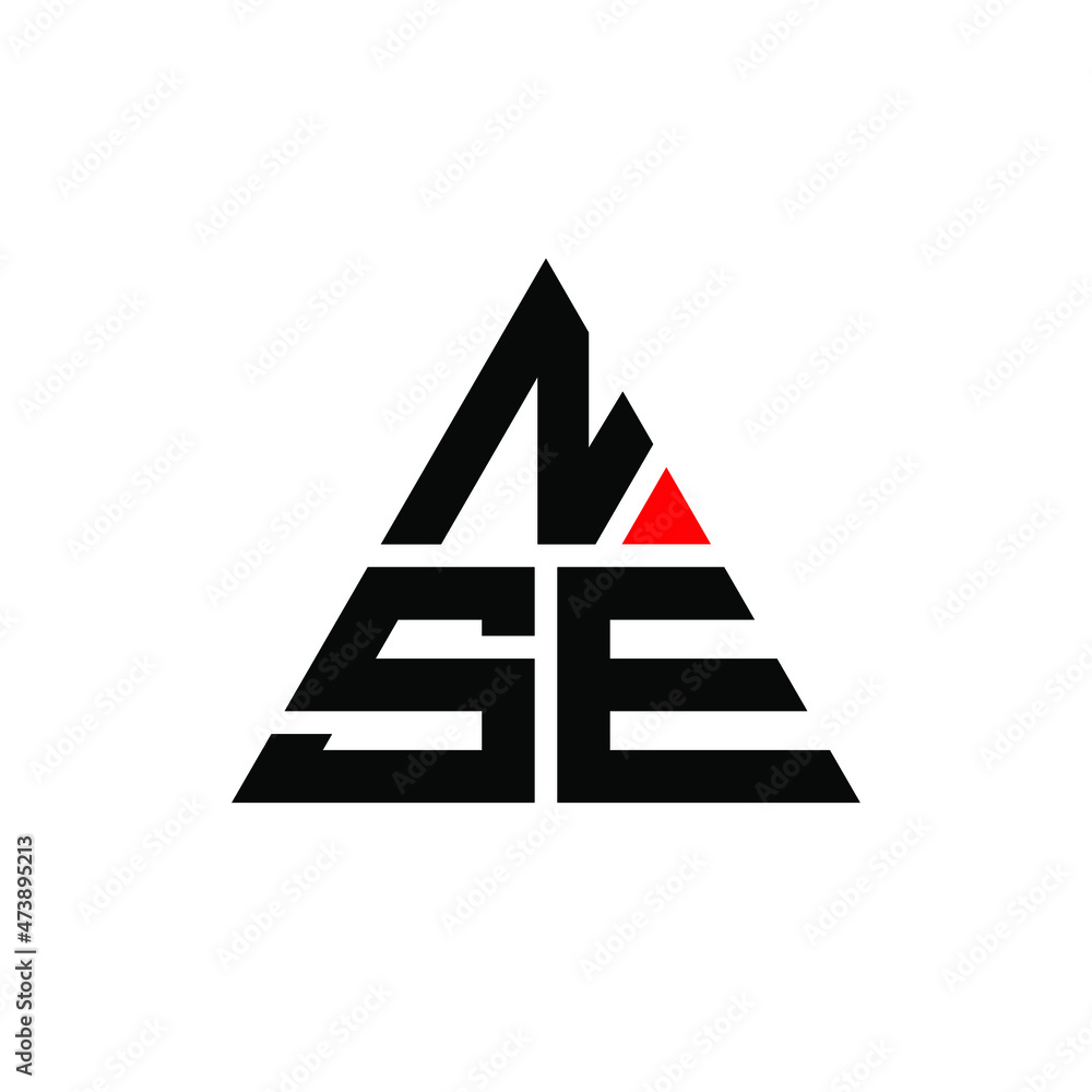 NSE triangle letter logo design with triangle shape. NSE triangle logo ...