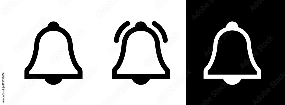 Bell icons set. Notification symbol for website, app, UI. New incoming ...