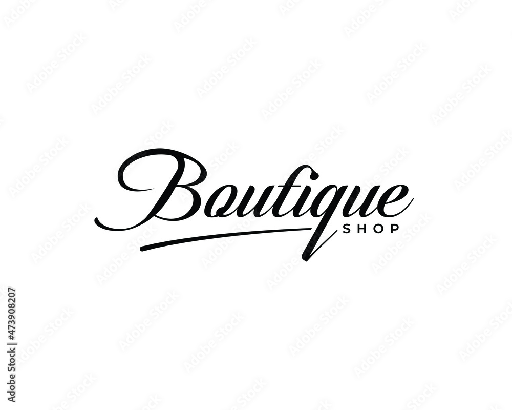 Abstract handwritten boutique text vector logo design, Boutique shop ...