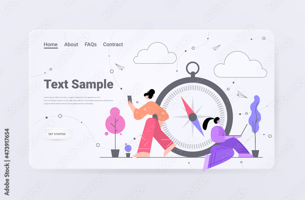 businesspeople using compass for navigation and orientation future ...