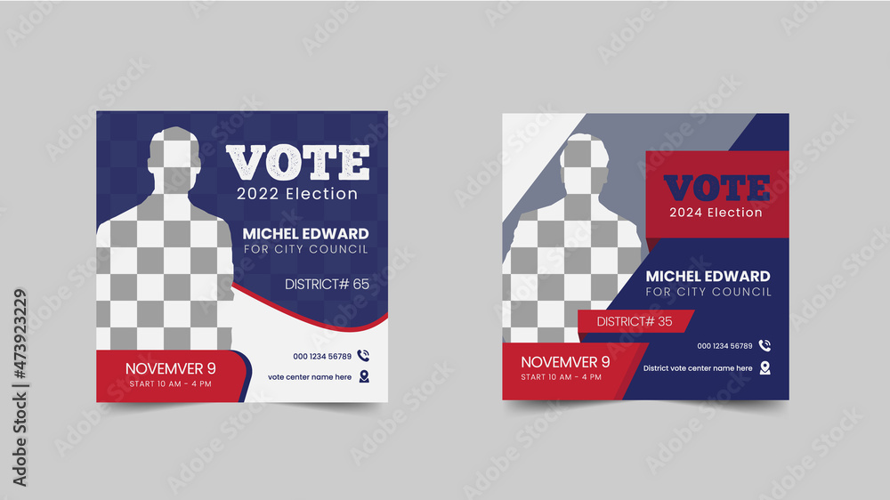 Political election & vote social media post square flyer template Stock ...