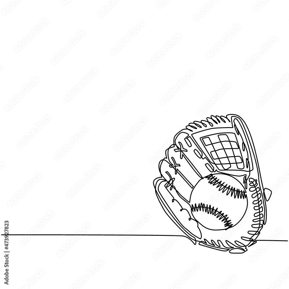 Continuous one line drawing baseball tournament flyer, poster template ...