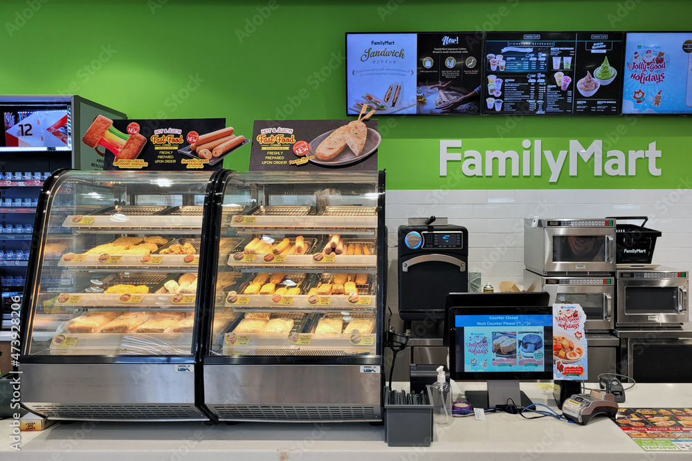 Interior view of FamilyMart convenience store in Penang. FamilyMart is ...
